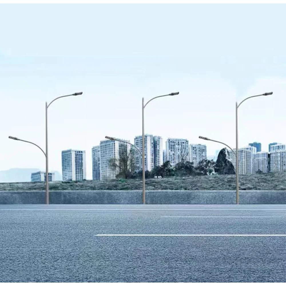 3m Customized Outdoor Street Light Pole LED bow Top Street Light Metal ...