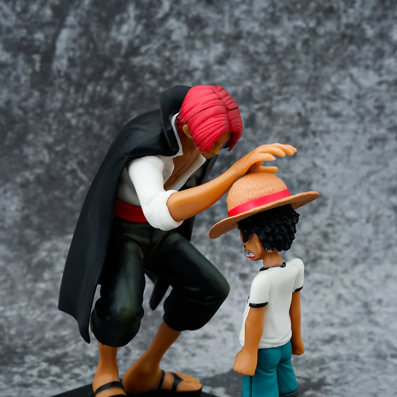 18cm Anime Figure Luffy Shanks Touching Head Model Ornament One Pieces ...