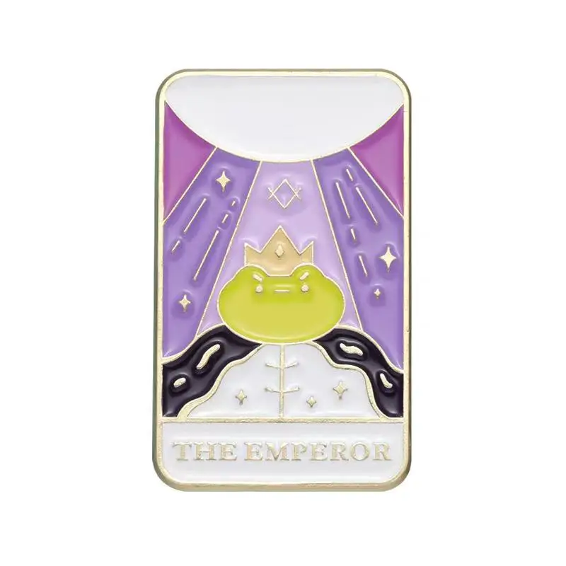 Black Frog Tarot Deck Brooch Pin Gold Foil Enamel Lettering Badge Metal ...