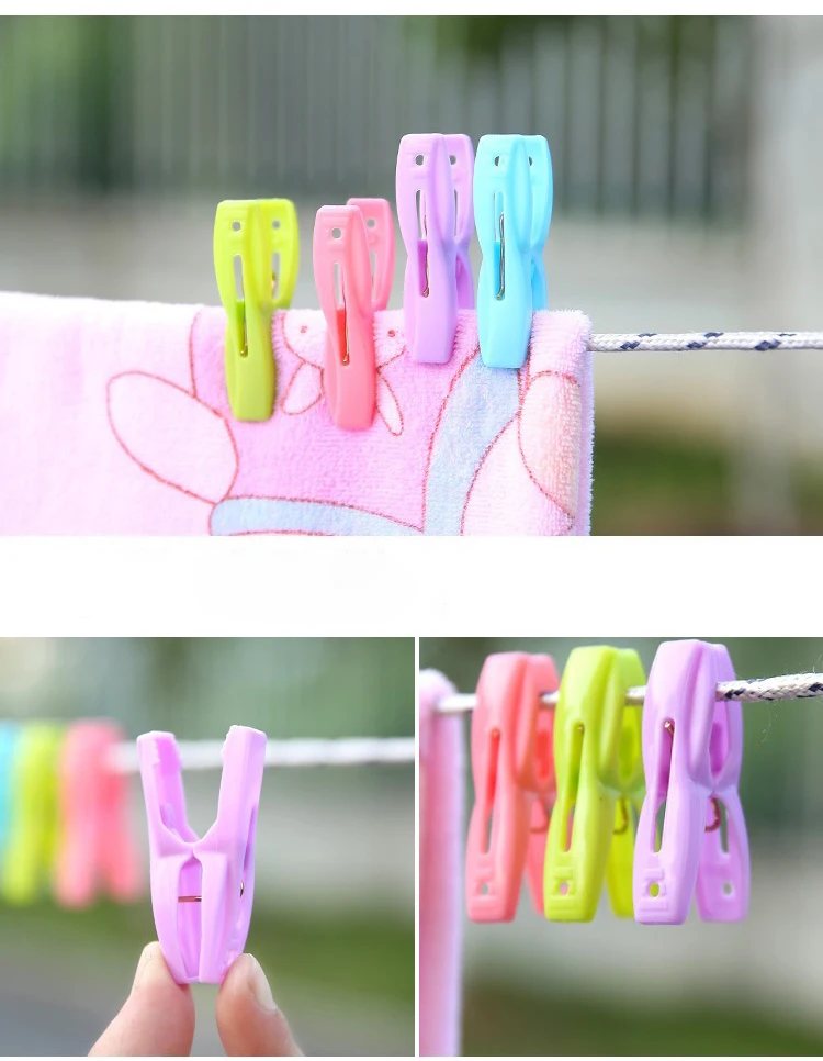 Cheap 30 Plastic Clips Set with Storage Basket - Clothes Pins