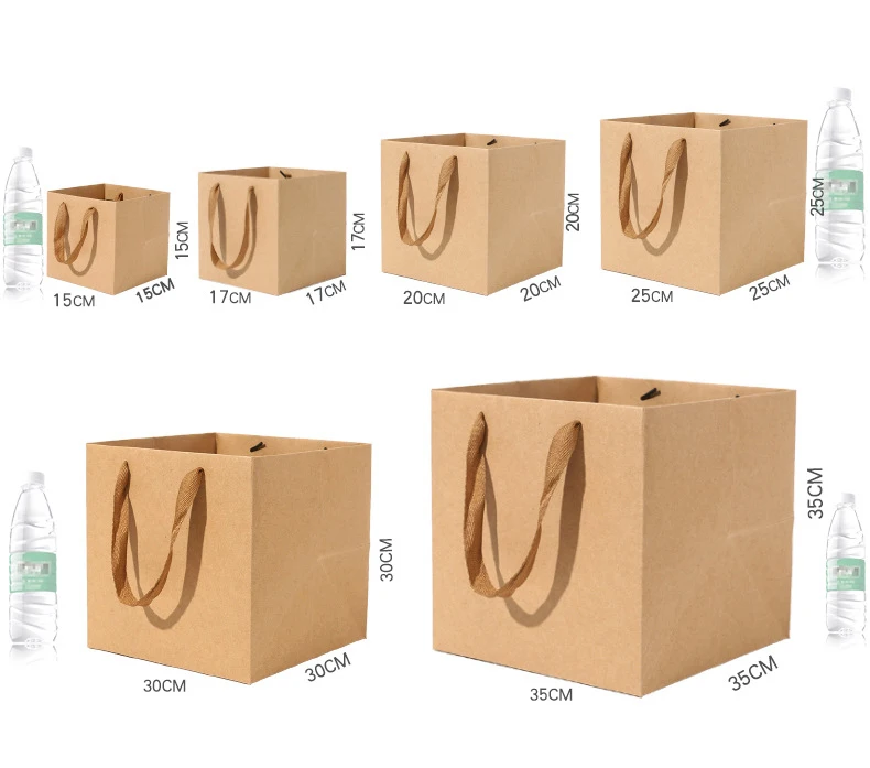 Custom Logo Square Paper Bag For Flower Boutique Shopping Bag Luxury ...