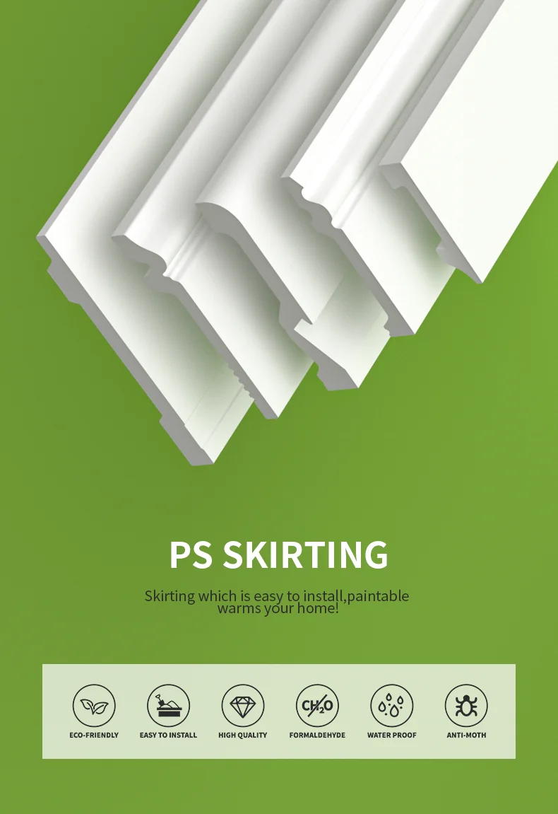 ROKE Factory Modern White Ps Skirting Lines Plastic Baseboard Flooring ...