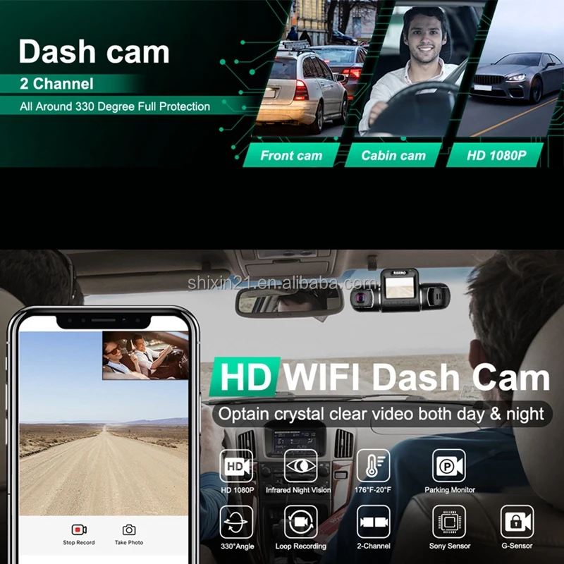 2160p+1080p Car Dual Lens Dash Cam Front And Cabin Dvr Video Driving ...