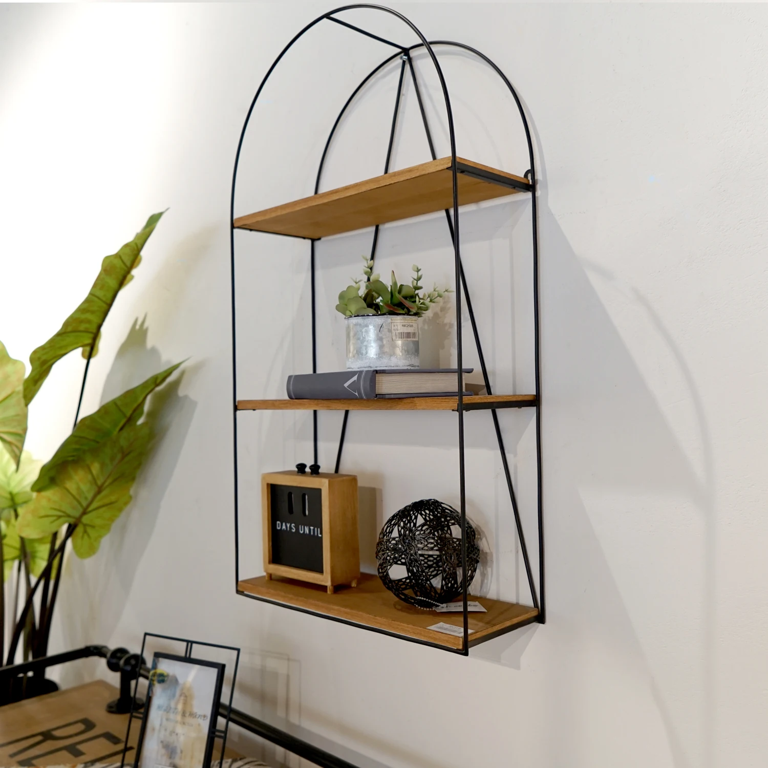 Handmade Arched Wall Shelf Storage Metal Wooden Layered Shelf - Buy ...