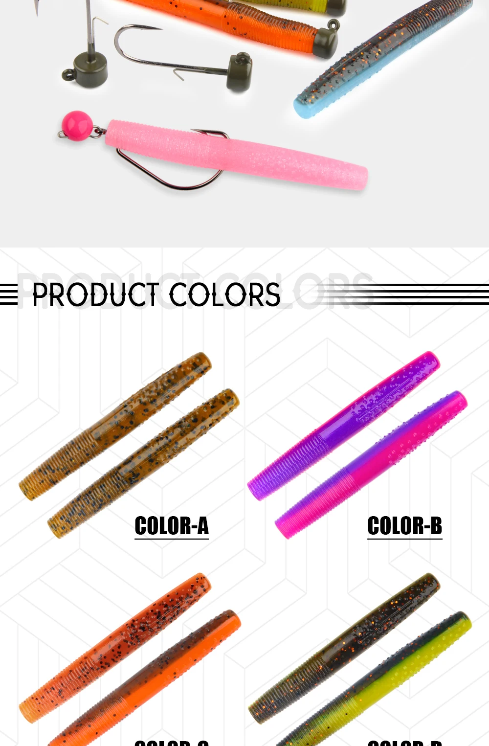 Spinpoler Fat Worm Senko Finesse Tpr Ned Worm Rig 2.75" Stickbait Soft ...