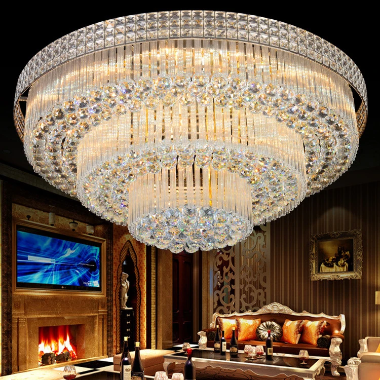 Villa Staircase Aisle Luxury Pendant Lights K9 Ceiling Lamp Crystal ...