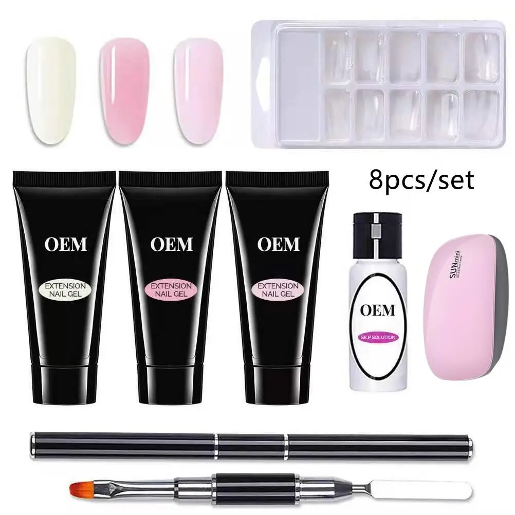 Hot Gel Polish Set Manicure Kit Uv Hard Nail Gel Soak Off Poly Gel Kit ...
