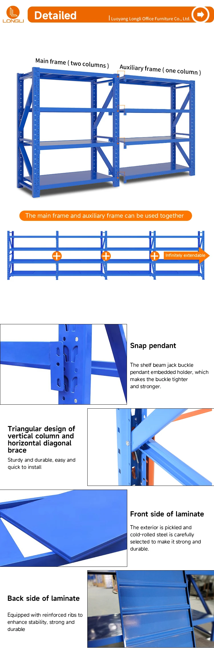 Longli Office Furniture Storage Racks Pallet Steel Metal Shelving ...