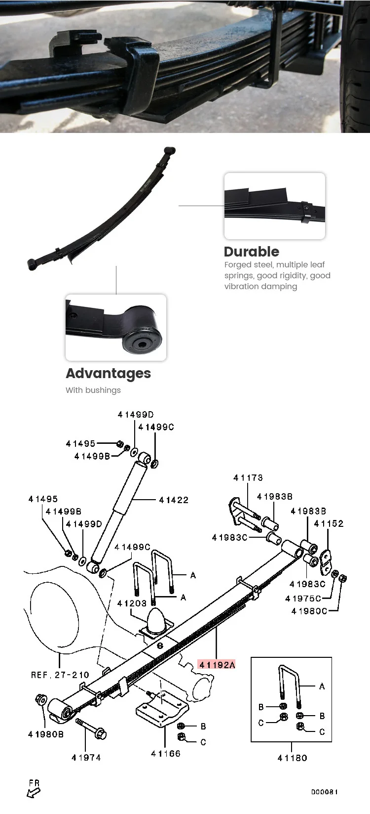 Rear Spring Assy Suspension Leaf Spring for Ford Ranger (1983-2019 ...