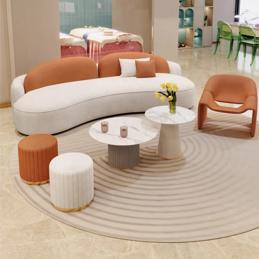 Hotel Lobby Leather Curved Sofa Fashion High End VIP Reception Sofa ...