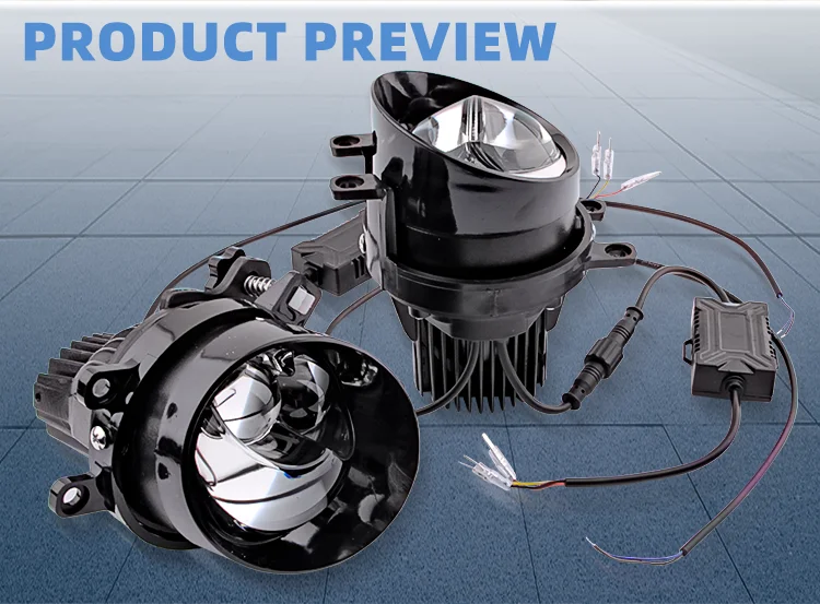 3inch Dual Laser Led Headlight Lens Fog Lights 12v White Light 6000k Bi ...