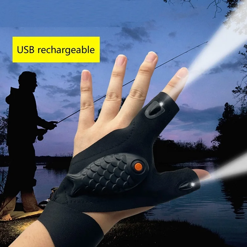Rechargeable Camping Finger Glove Flashlight USB LED Glove With ...