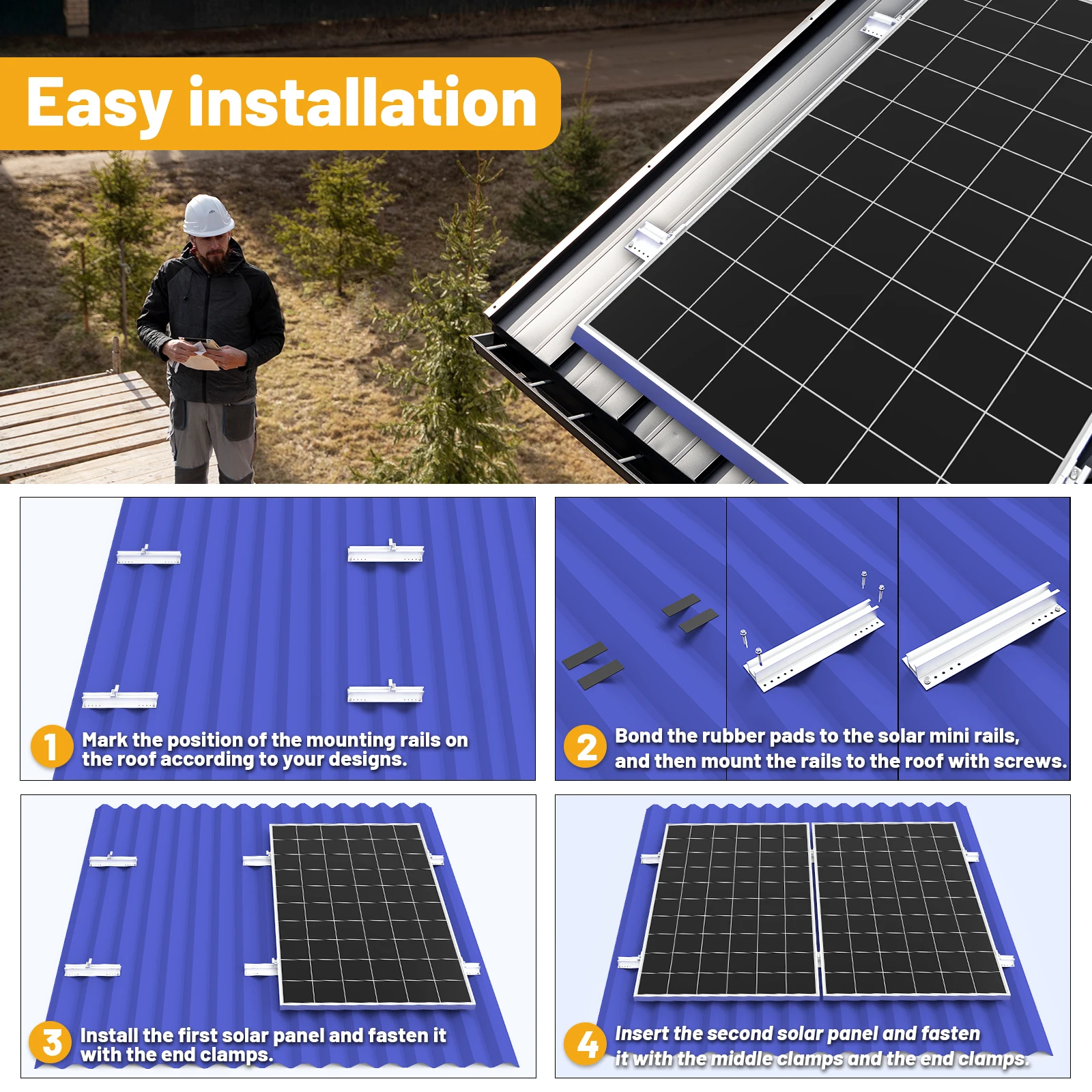 Photovoltaic Pv Roof Racking Structure Installation To Support Solar ...