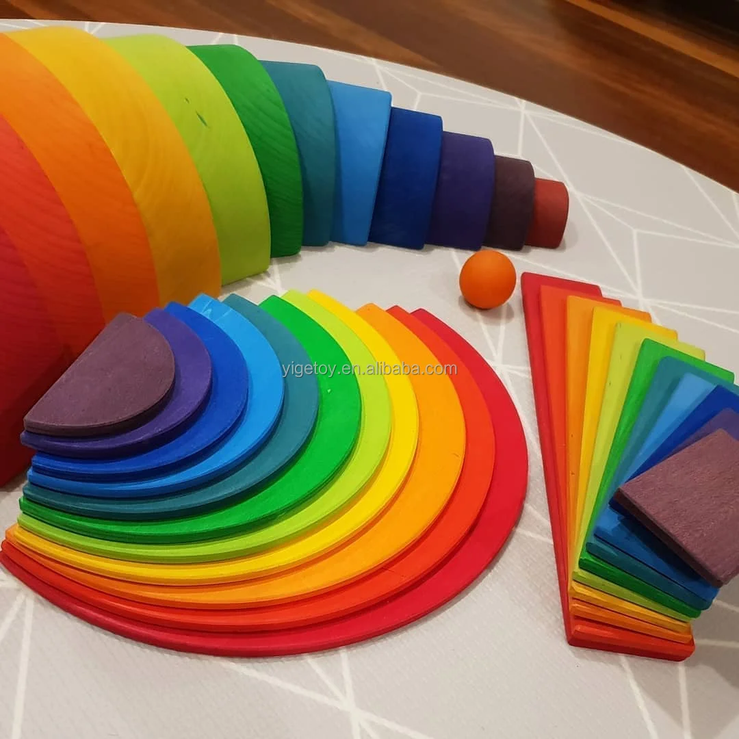 Grimms Rainbow Stacker - 11pcs Wood Building Blocks Set