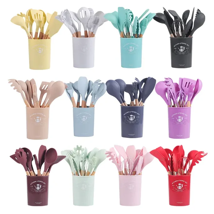 Complete Kitchen Utensil Set 12 Piece Non-stick Cooking Silicone ...