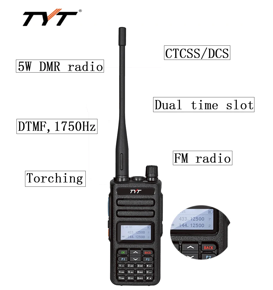 TYT Radio DMR MD-750 5W Dual Band Walkie Talkie - CE FCC IC Approved
