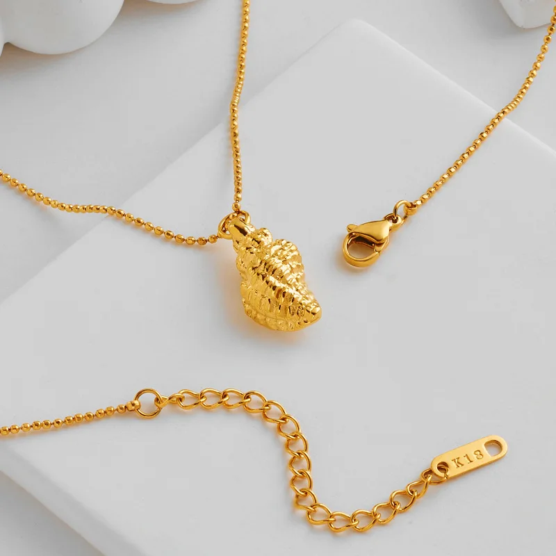 Conch Shell Sea Shells Pendant Necklace Stainless Steel Jewelry For ...