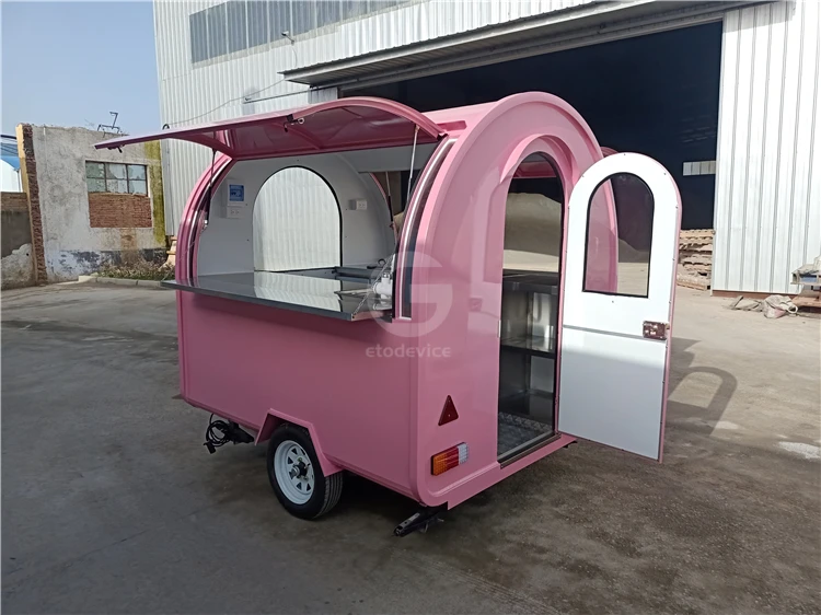 New Design Multipurpose Commercial Snack Pink Food Cart With Mobile ...