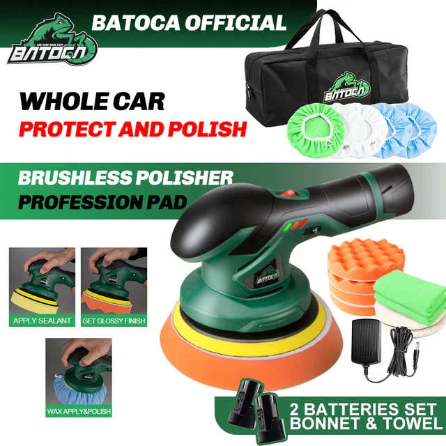 Batoca Cordless Car Buffer Polisher With 2pcs 12v Lithium Rechargeable ...