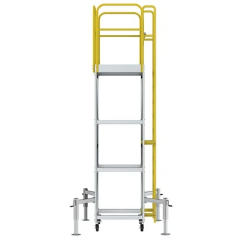 Aluminum Movable Platform Ladder With Fixed Casters Durable Step ...