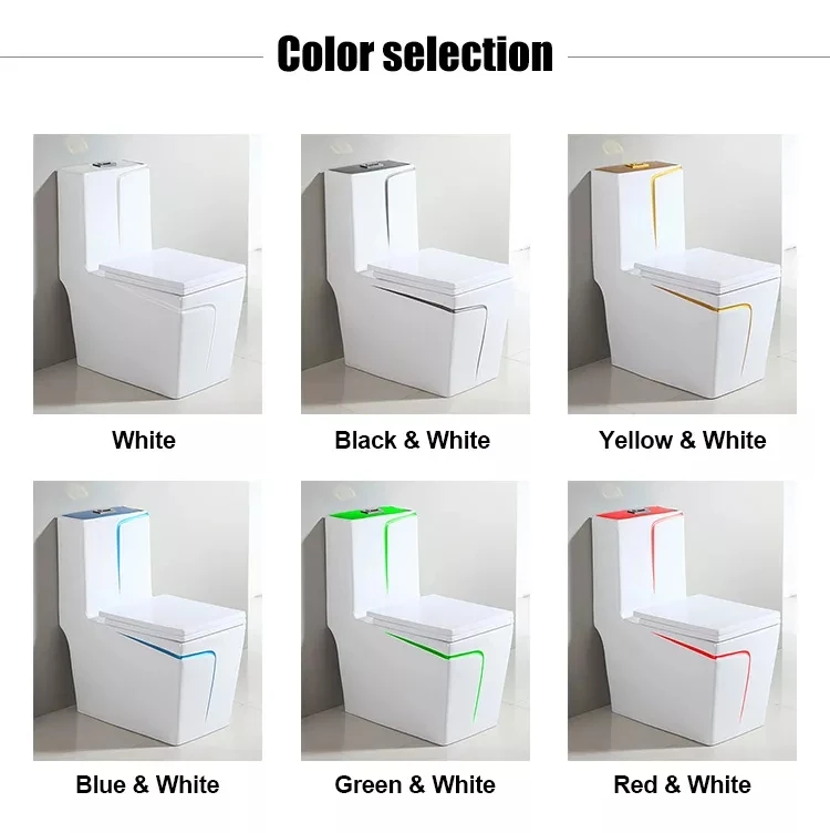 Luxury Modern Style WC Gold Line Multicolor Ceramic Toilet