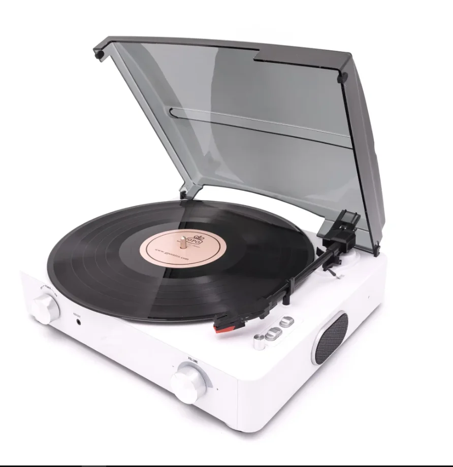Vinyl Record Player With Built-in Stereo Speakers And Bass Adjust ...