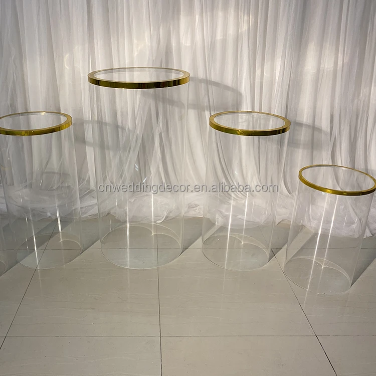 Gold Round Metal Plinth Cake Pedestal Stand for Weddings