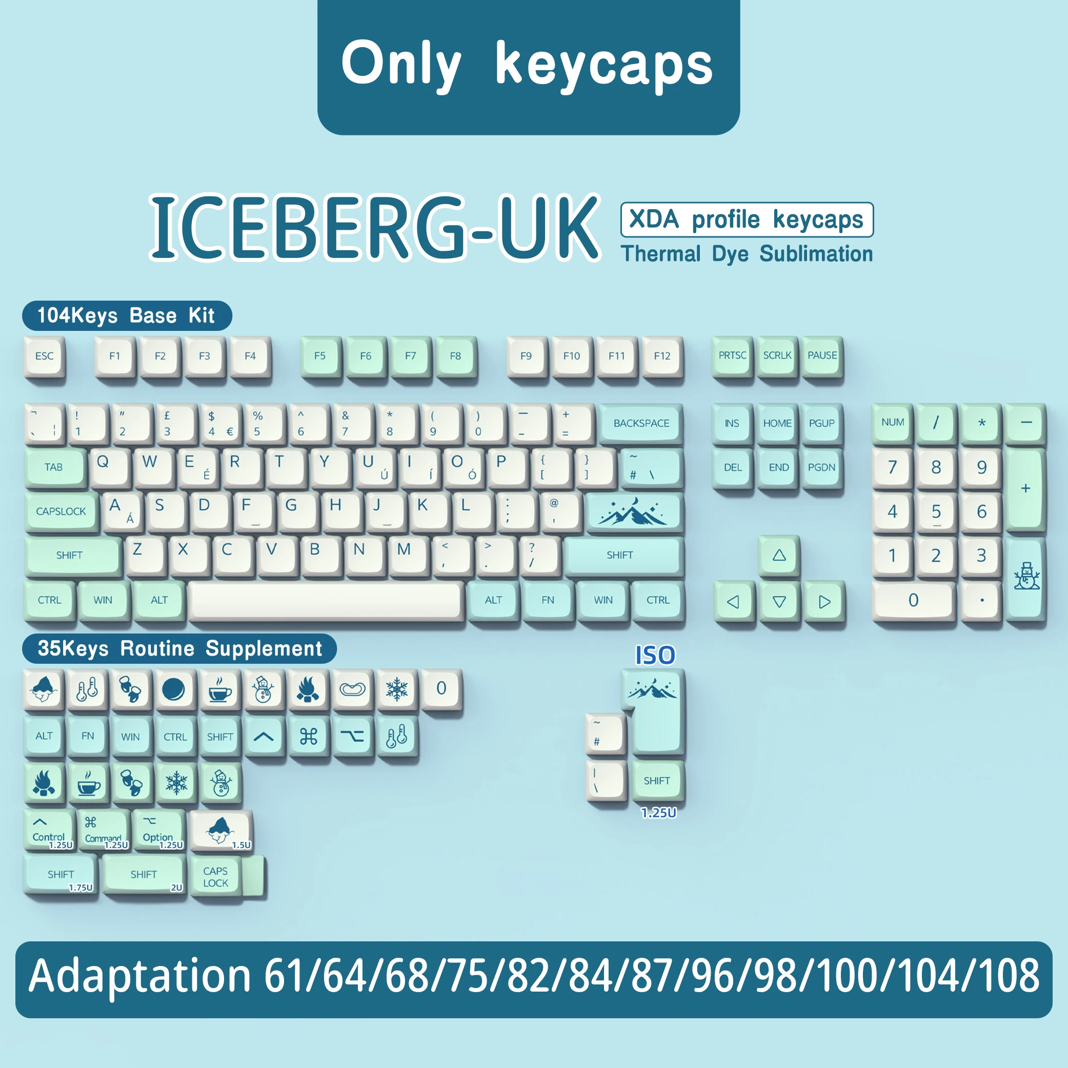 HZGAMER Iceberg XDA Profile PBT Keycap ES Spain Keyboard