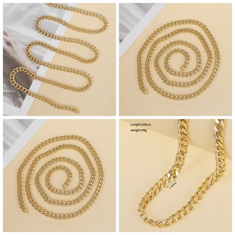 Wholesale Light Gold Metal Nk Chain Handmade Waist Chain Aluminum Curb ...