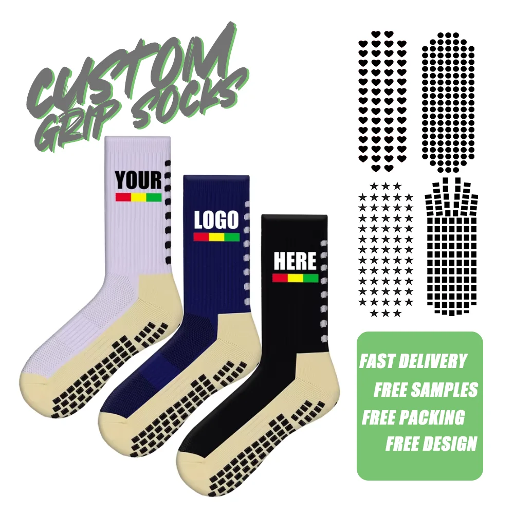 FREE DESIGN & MOCK UP Wholesale Custom Anti Slip Football grip Sock Custom Logo Sport Soccer ...