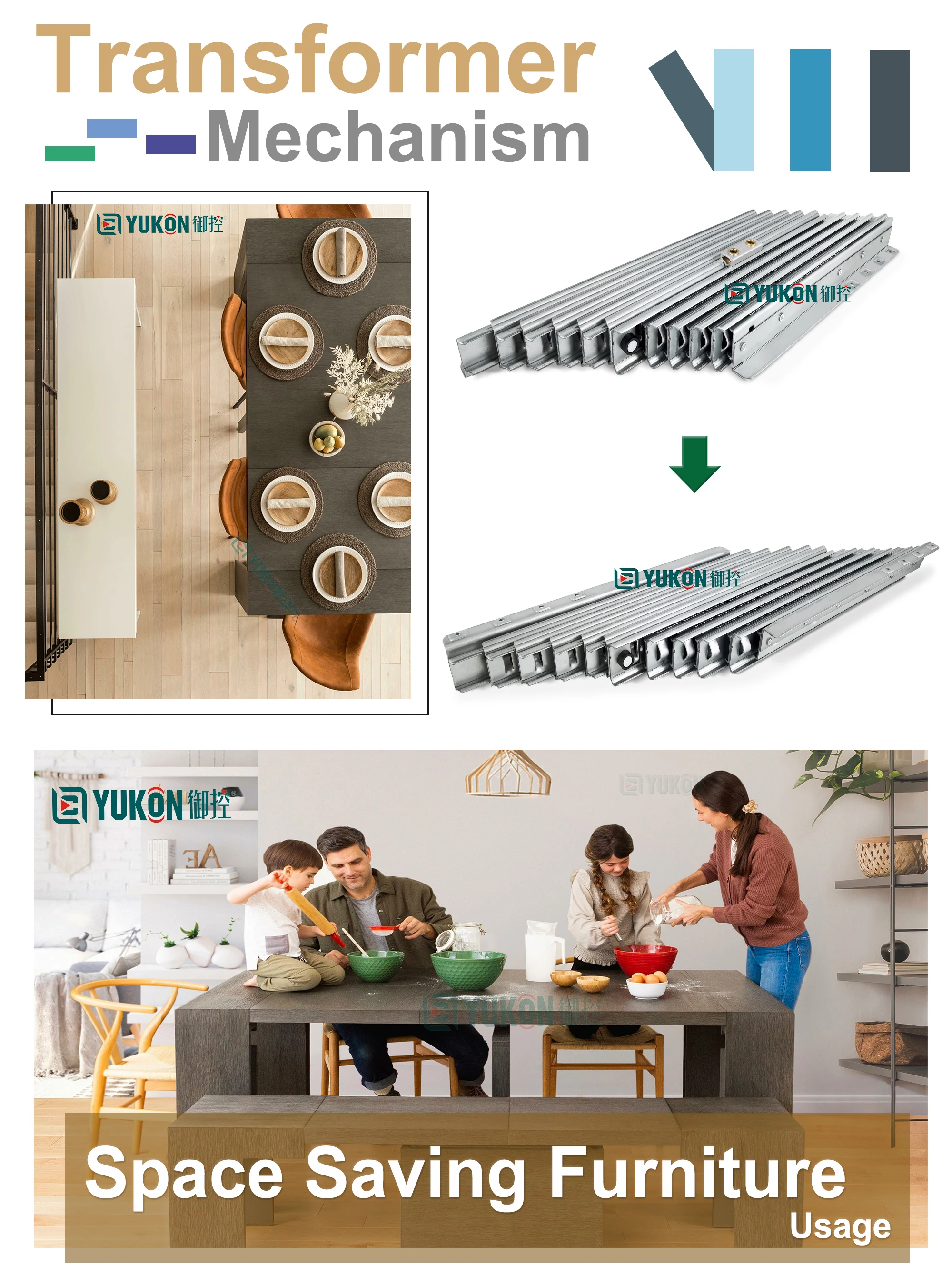 Iron Aluminium Telescoping Mechanism for Extendable Tables