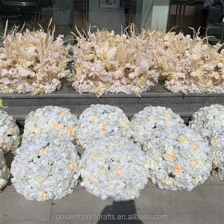 Qslh Ti136 Large White Flower Balls Rose Artificial Flower Balls ...