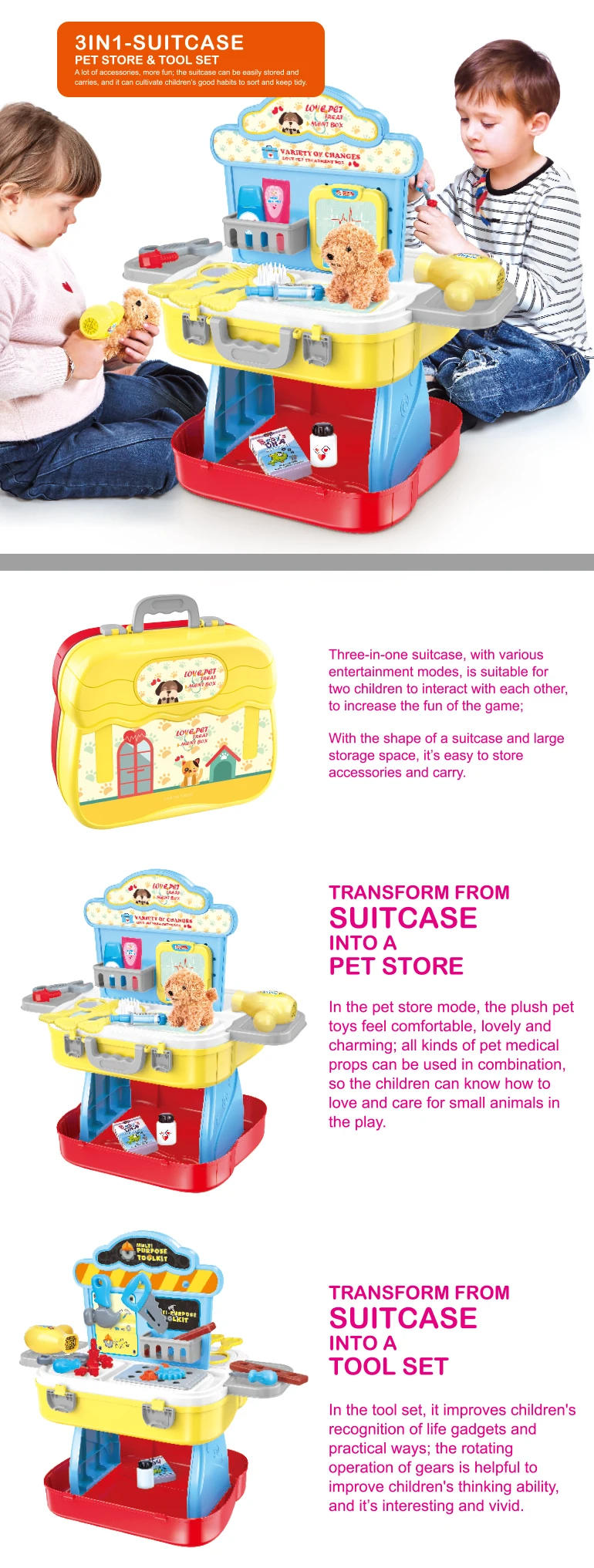 Unisex Kids Pretend Play Workbench Toy Set Creative Repair Toolcabinet ...
