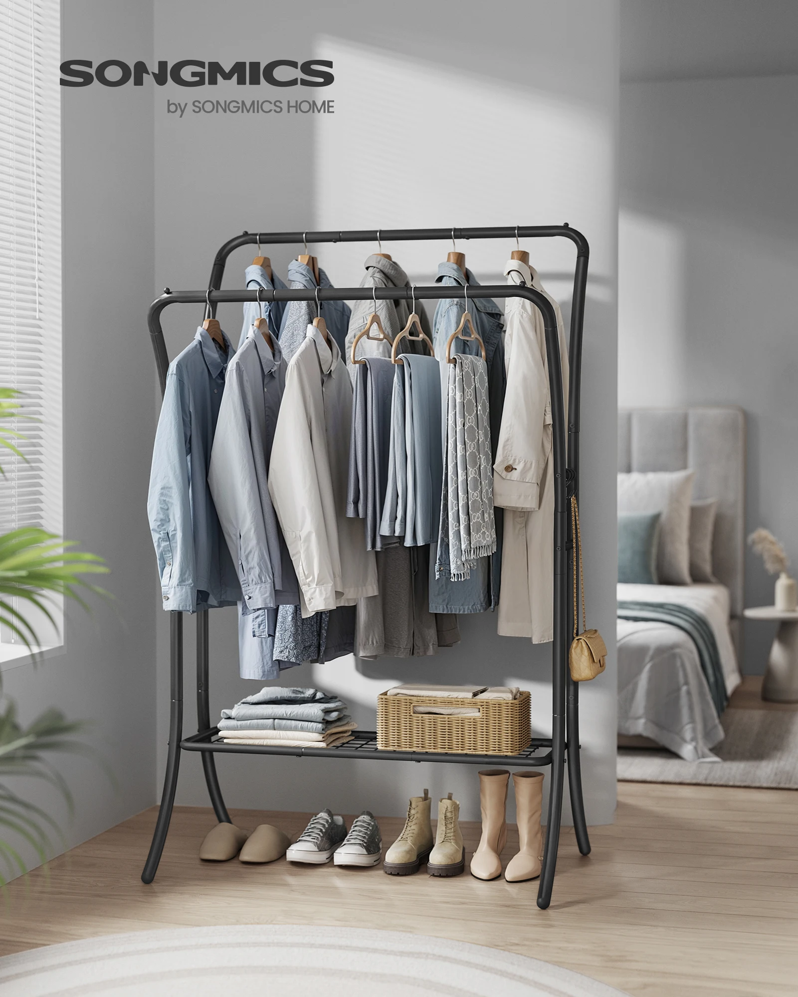 SONGMICS Wholesale Floor Standing Hanging Clothes Steel Clothes Rack ...