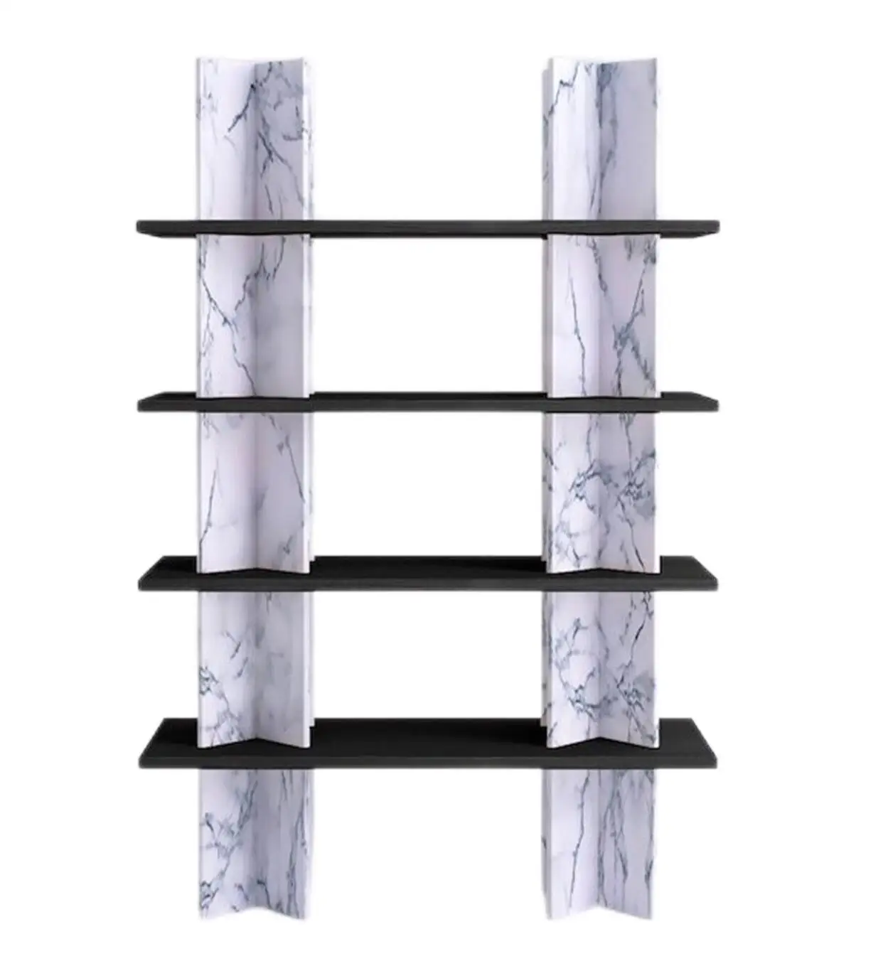 Modern Marble Bookcase Black Ash Wood Display Shelf Living Room Office ...
