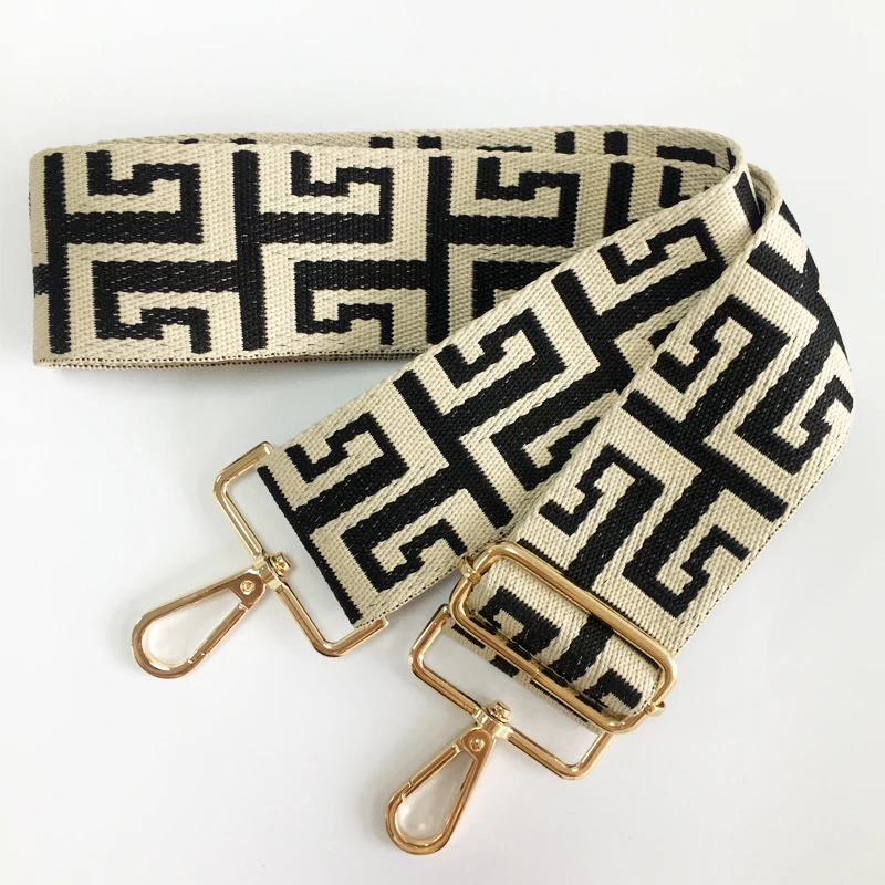 REWIN Unisex Wide Adjustable Black White Checkered Bag Strap