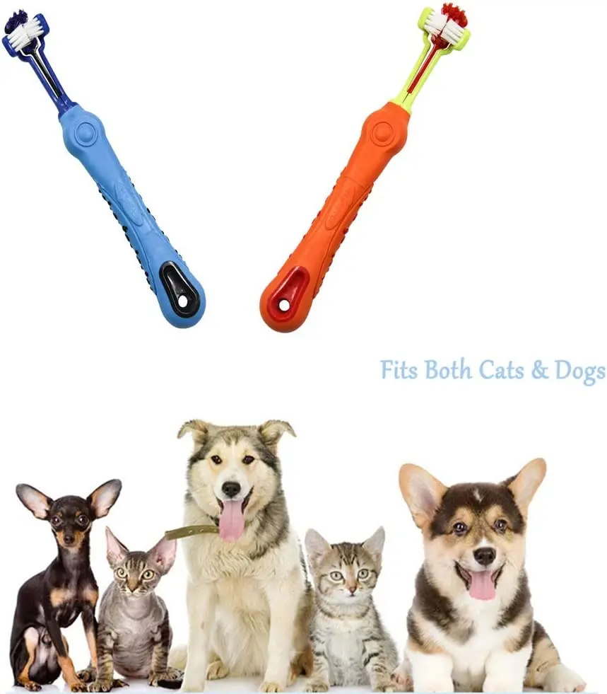 Ybgai Three Sided Pet Toothbrush Silicone Multi Angle Cleaning Dog Cat ...