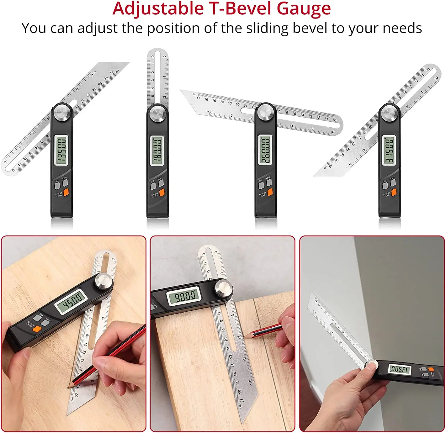 Sliding T Bevel Gauge With Stainless Steel Blade 360 Digital Protractor ...
