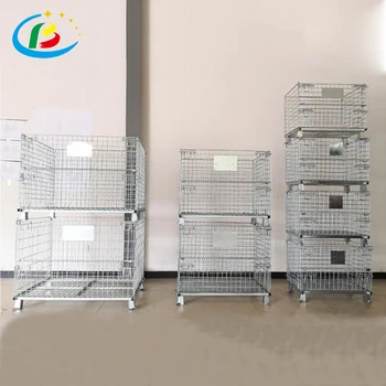 Wire Mesh Crates Stacking Bins Welding Wire Collapsible Container ...