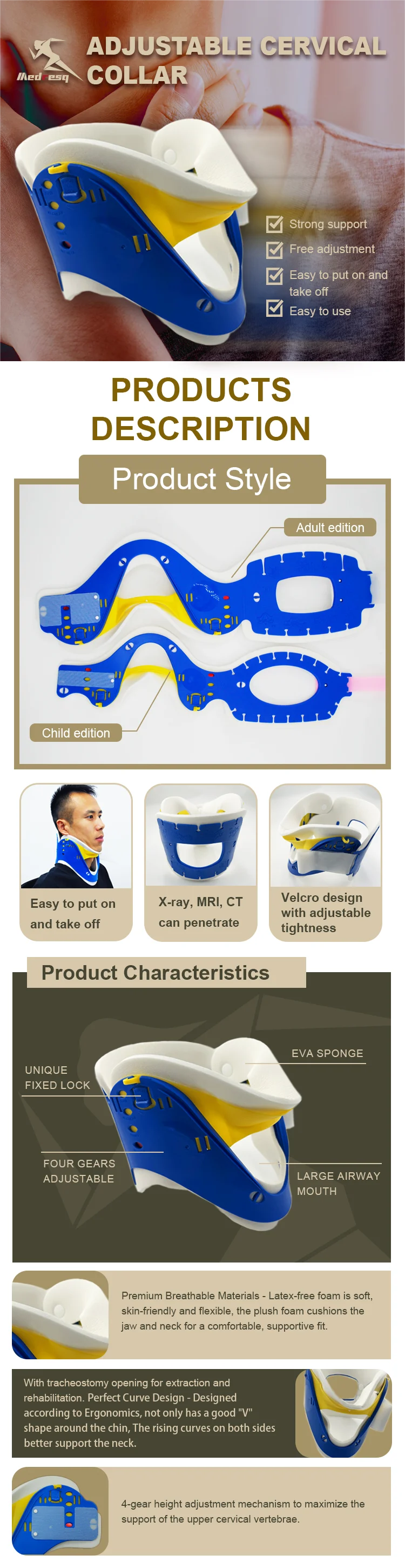 Medresq Emergency Cervical Collar - Adjustable & Durable