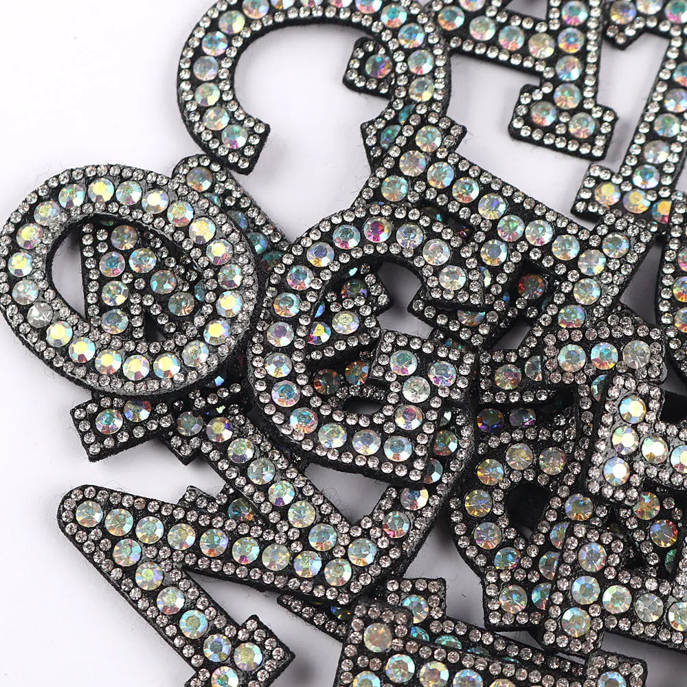 Custom Rhinestones Letters Iron on Patches 26 English Alphabet ...