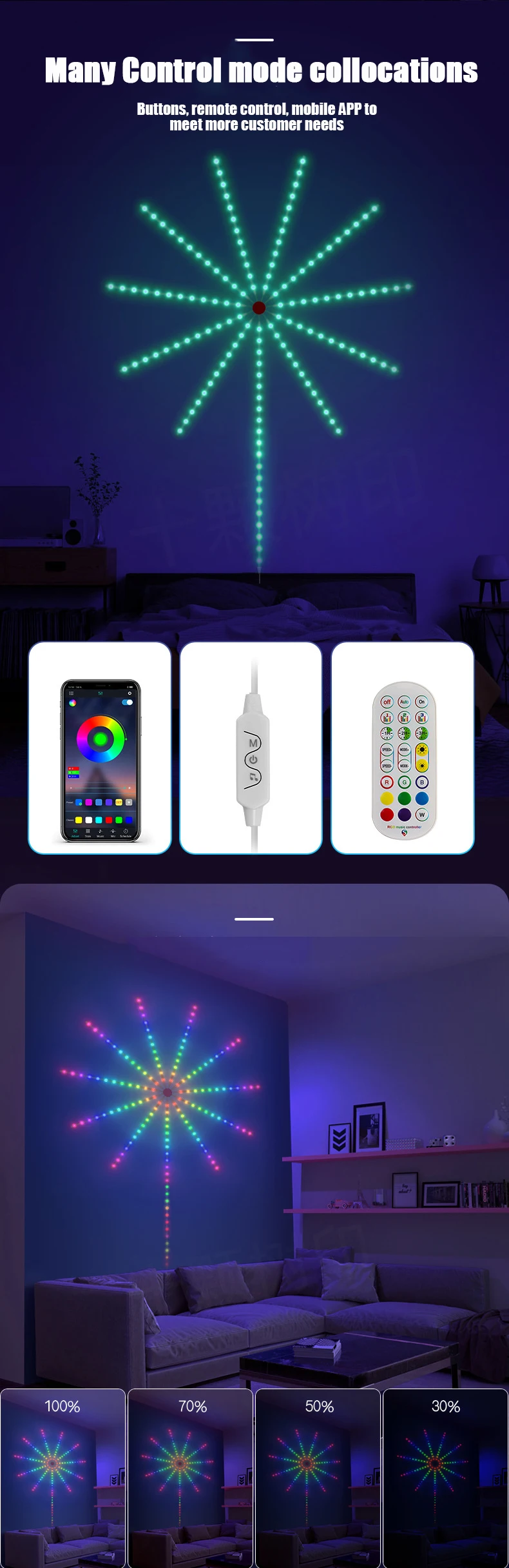 5V Firework Led Lights Music Sound Sync Party Decoration Smd5050 Rgb ...