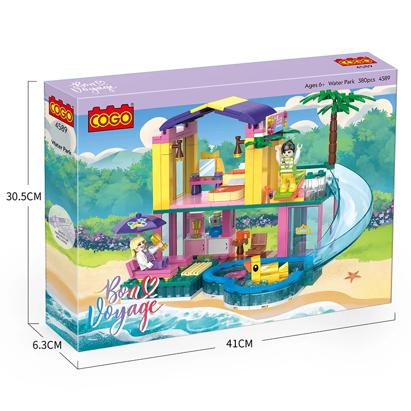 Cogo Toy 390 Pcs Educational Building Blocks Water Park Girls Gift 3d ...