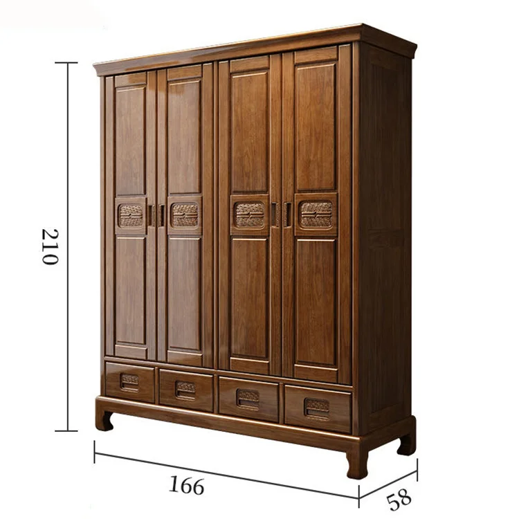 Solid Wood Wardrobe Push-pull Sliding Door Light Luxury Modern Simple ...