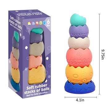 Sensory Educational Montessori Stacking Balls Soft Rubber Children Baby ...