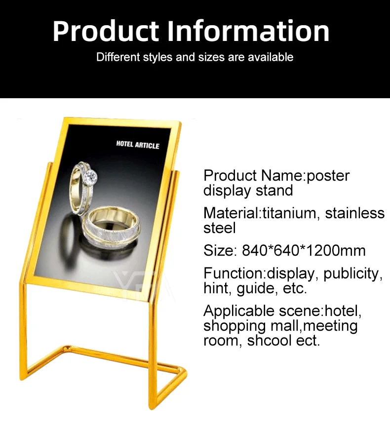Titanium Gold Hotel Lobby Signage and Display Stand Lobby Welcome Board ...