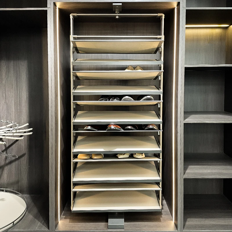 Wardrobe Hardware Soft Closing Revolving Shoe Rack Pull Out Rotating ...