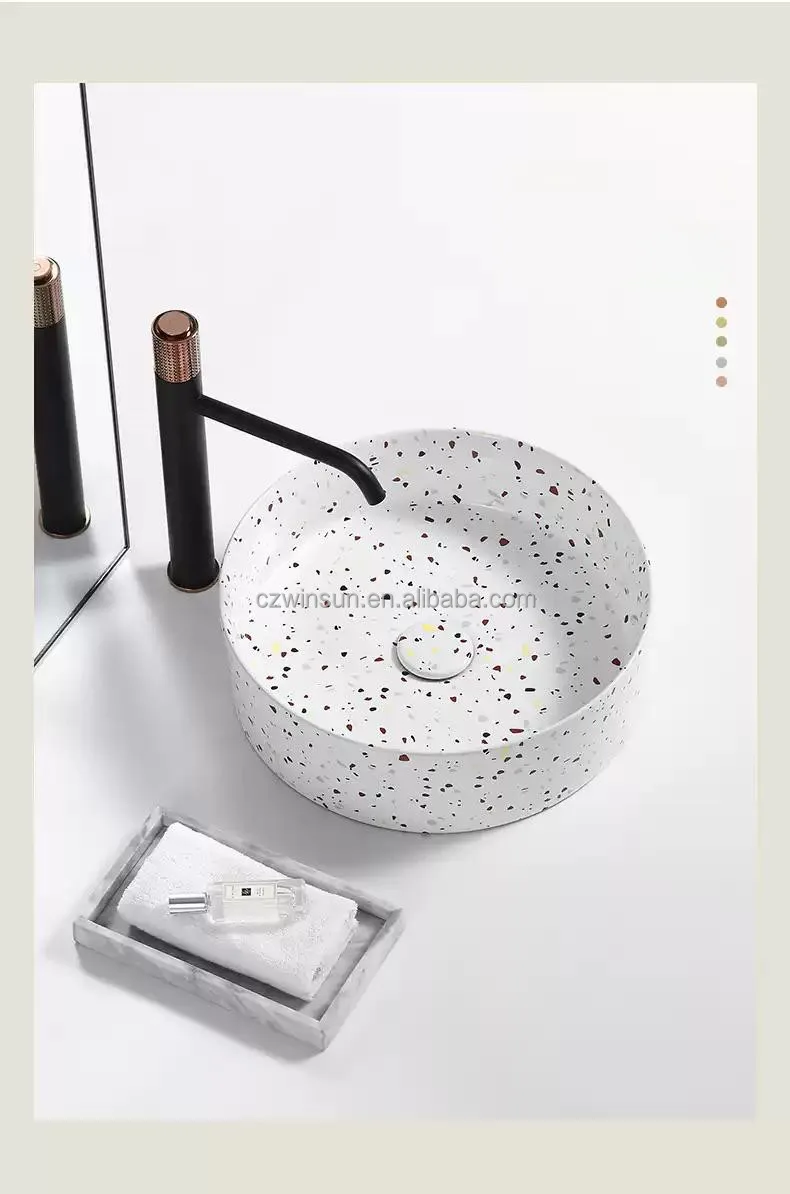Customized Bathroom Vanities Wash Basin Terrazzo Modern Bathroom Sinks ...