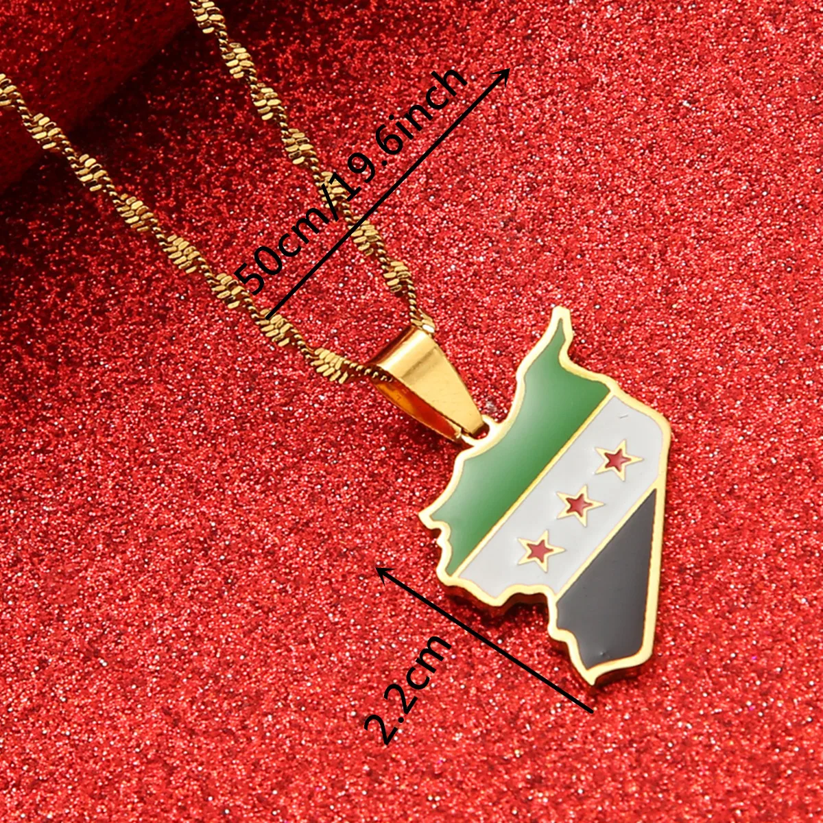 Stainless Steel Trendy Syria Map Flag Pendant Necklaces Syrians Maps ...