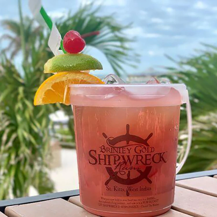 32oz Plastic Drink Bucket With Handle - Custom Margarita Mix Beach ...